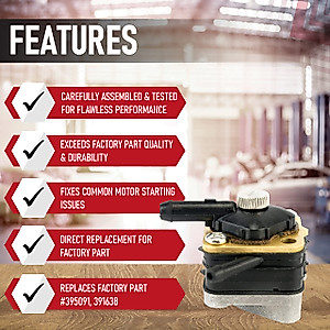 Fuel Pump with Gasket - Compatible with Johnson Evinrude Outboard Motor - Pre 1993 6hp, 9.9hp, 15hp Models - Replaces Part 395091, 397839, 18 7350, 397274, 391638