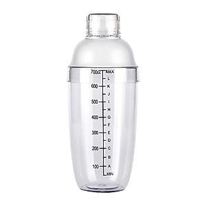 1PC 700CC/24oz Empty Professional Clear Plstic Resin Cocktail Shaker with Scale and Strainer Top Drink Wine Tea Mixer Shaker Cup Bottle for Bar Party Home Use