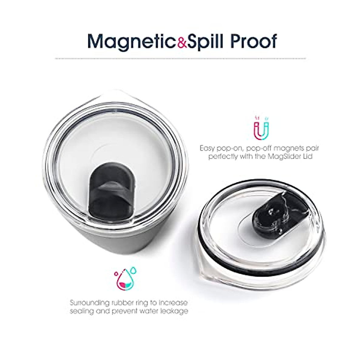 Magnetic Spill Proof Slider Lid, ALIENSX Replacement Tumbler Lids for Yeti Rambler, Ozark Trail, Old Style Rtic Coffee Tumbler (30 oz - 1 Pack)