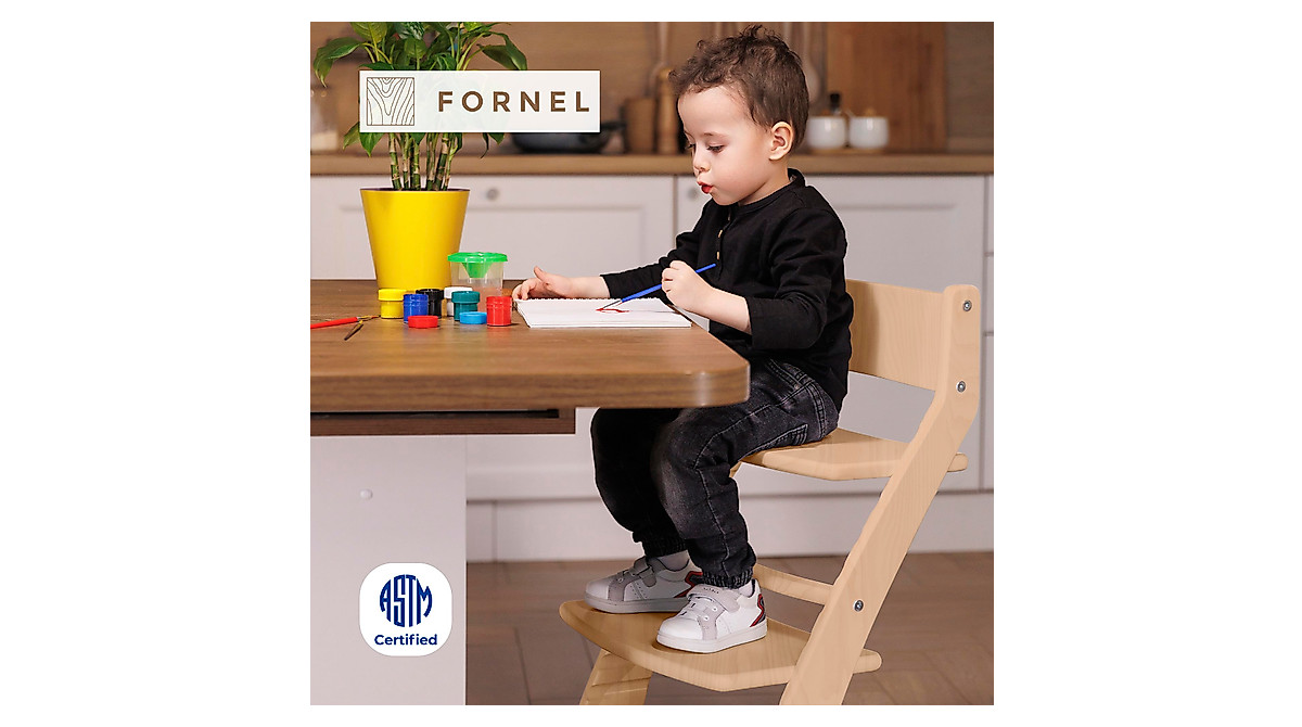 FORNEL Adjustable Wooden High Chair for Kids