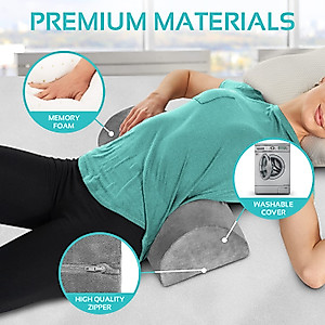 2 Pack Large Half Moon Bolster Pillow for Legs, Knees, Lower Back and Head, Lumbar Support Pillow for Bed, Sleeping | Semi Roll for Ankle and Foot Comfort - Machine Washable Cover, Grey