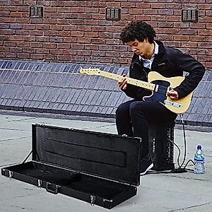 ZeHuoGe Electric Guitar Hard Case Electric Guitar Wooden Hard Shell Lockable Black (Black for Electric Bass Guitar)