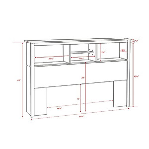 Prepac Freestanding Full/Queen Bookcase Headboard, 65.75"W x 11"H, Black