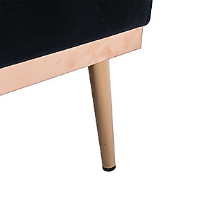 Modern Velvet Accent Sofa, 55" Upholstered Loveseat Sofa Couch with Button Tufted Backrest, Loveseat Accent Sofa with Elegant Pillows and Golden Metal Legs for Living Room Bedroom Office, Black