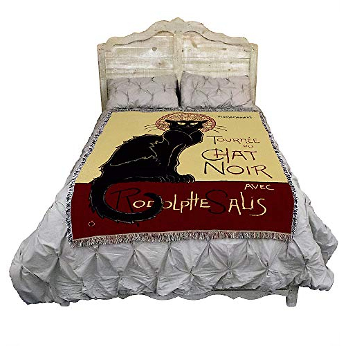 Pure Country Weavers Tournee Chat Noir Vintage Poster Blanket by Theophile Steinlen - Gift for Cat Lovers - Tapestry Throw Woven from Cotton - Made in The USA (72x54)