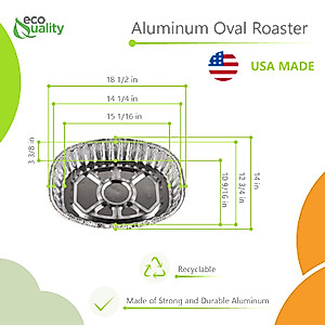 100 PACK - Disposable Durable Oval Roaster Pan - Turkey Roasting Pans Extra Large, Heavy-Duty Aluminum Foil | Deep, Oval Shape for Chicken, Meat, Brisket, Roasting, Baking | Recyclable | USA MADE