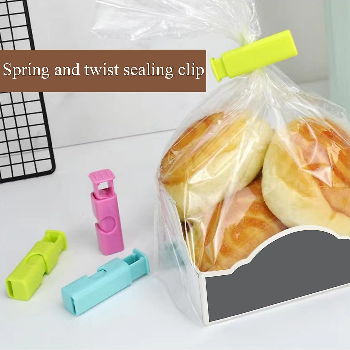 AMPPBI Food Clips,Snack Bread Seal Clips,Plastic Bag Clips, Easy to Use Bread Bag Clips,Moisture Clips,Multipurpose Bag Clips for Snack & Bread Seal(5PC)