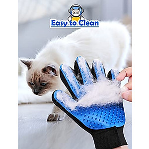 Cat Grooming Glove Brush, RIFNEEIM Pet Deshedding Glove with Self Cleaning Slicker Brush, Efficient Pet Hair Remover Massage Tool with Enhanced Five Finger Design for Cat Dog