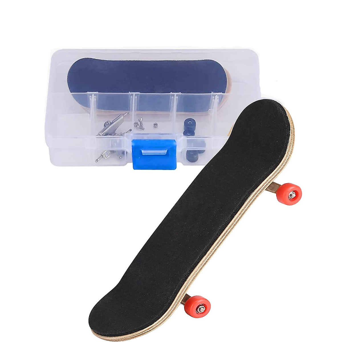 Weohoviy Finger Skateboard, Maple Wooden Fingerboard with Box Reduce Pressure and Ideal for Finger Skater, Kids (Red)