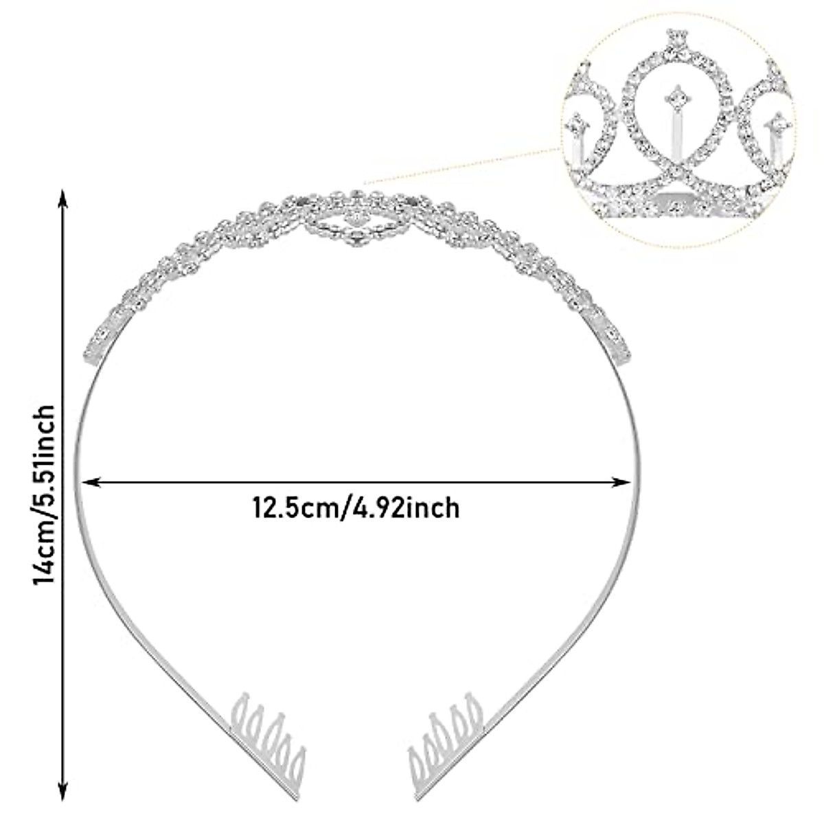 Sibba Diadems Tiaras Crown Princess Crystal Rhinestone Silver Crown Bride Wedding Headband Girls Queen Hair Accessories for Women Women Gifts Decoration Birthday Prom Holiday Costume Party Celebration