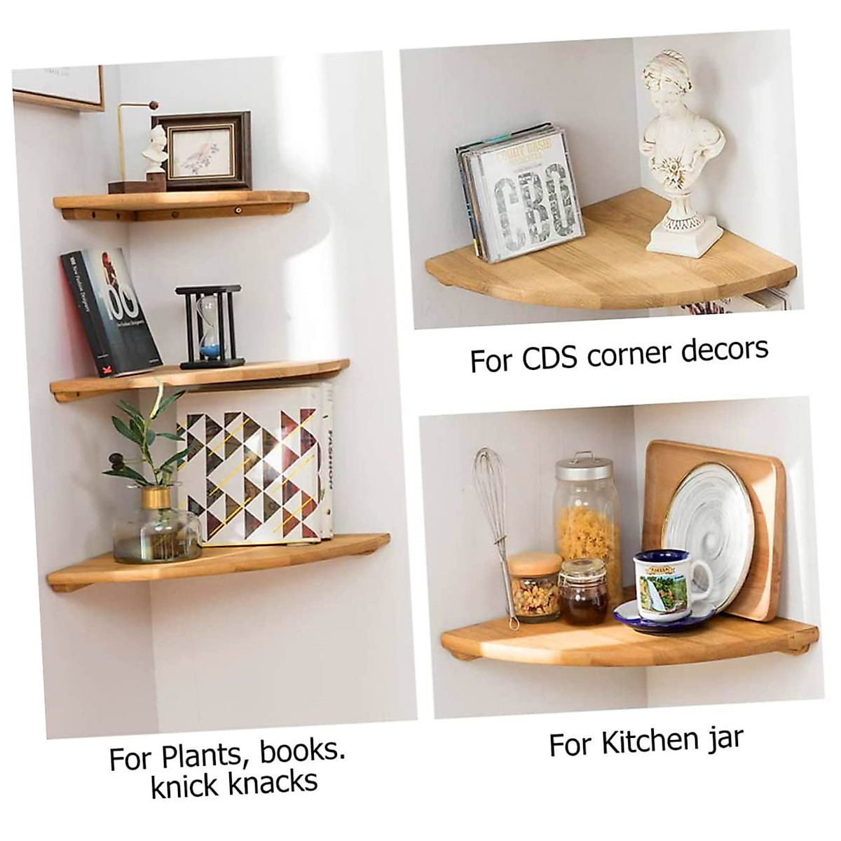 VOSAREA 2 Sets Wall Mounted Storage Shelves Decorative Shelving Hanging Storage Rack Floating Bookshelf Small Shelf Display Shelf Floating Wall Shelves Corner Bookshelf Wooden Corner Shelf