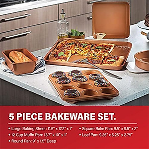 Gotham Steel 20 Pc Pots and Pans Set Nonstick Cookware Set + Bakeware Set, Complete Ceramic Cookware Set for Kitchen, Non Stick Pots and Pans Set with Lids, Dishwasher / Oven Safe, Non Toxic - Red