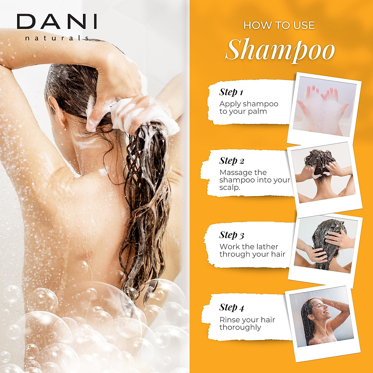 DANI Natural Moisturizing Shampoo Naturals - Invigorating Grapefruit Ginger Scent - Organic Aloe Vera & Coconut Cleansers - Sulfate, Phthalate & Paraben Free - For Men & Women - 12 Ounces
