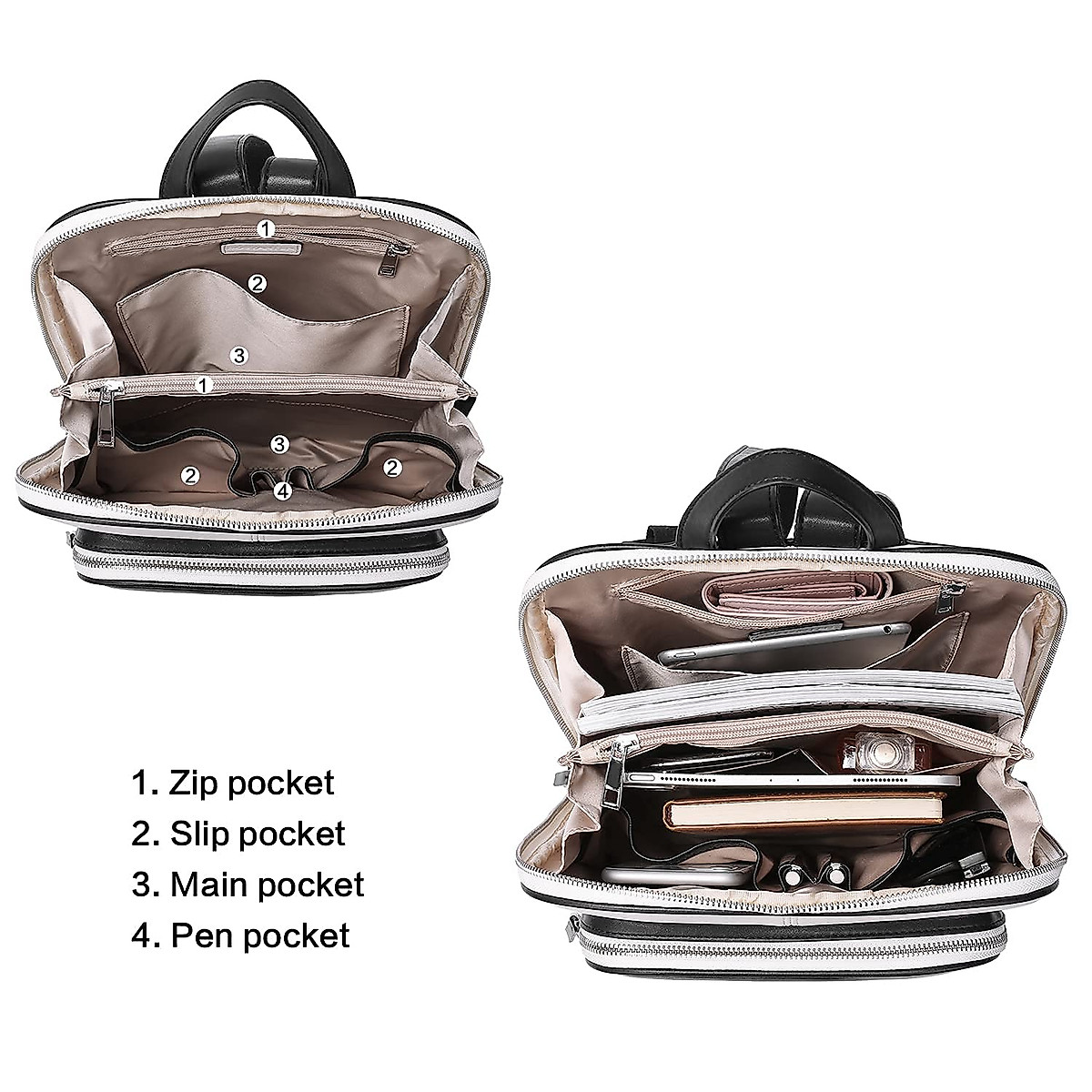 BOSTANTEN Backpack Purse for Women and Briefcase for Women Leather Laptop Bag Business Work Tote Stylish Black