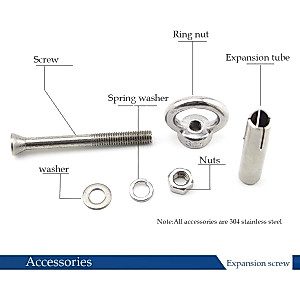 Expansion Screw, Stainless Steel Expansion Bolts, Screws, Screws, M6 Expansion Bolt - Expansion Screw Eye Bolt Anchor Bolts Concrete Screws Stainless Steel, Silver, M6x120-2pcs (Color : Silver)