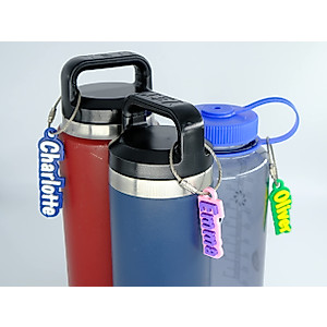 Fun Personalized Water Bottle and Bag Name Tag Whimsy Font, Hard Plastic Luggage Label Custom Nametag