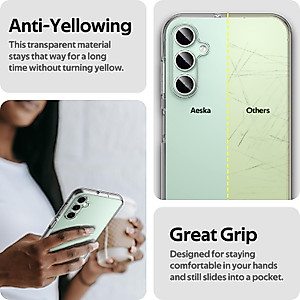 Aeska Clear Case for Galaxy S23 FE 5G, Ultra [Slim Thin] Flexible Clear TPU [Scratch-Resistant] Gel Rubber Soft Skin Silicone Protective Phone Case Cover for Samsung Galaxy S23 FE 5G (Clear)