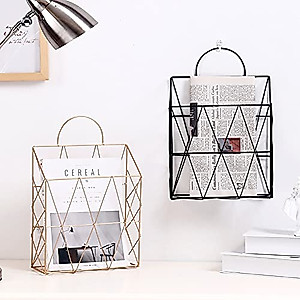MRBJC Premium Nordic Style Iron Storage Basket,Secure Fastening-Suitable for Newspaper, Paperwork, Magazines, Keepsakes, Toys-Great for Anywhere The Home White 25.5x10x38cm