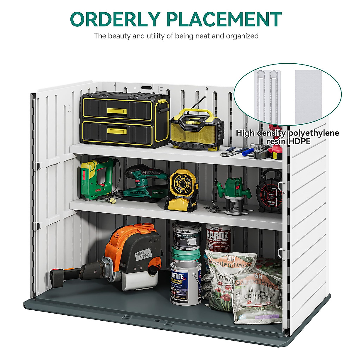 YITAHOME Resin Storage Shed Shelves for 35 Cuft Horizontal Storage Shed, 47 in x 12.6 in Waterproof Rack with 8 Screws for 4x2.5 Ft Horizontal Storage Shed Accessories, Easy Assembly, 2PCS, Gray