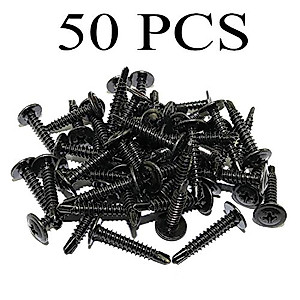 Pro Bamboo Kitchen 50pcs #8 x 1" Carbon Steel Cross Large Self-Tapping Truss Head Screws Black