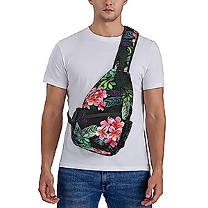 Hawaiian Tropical Flower Sling Bag Travel Hiking Casual Daypack Crossbody Shoulder Backpack Unisex Chest Bag