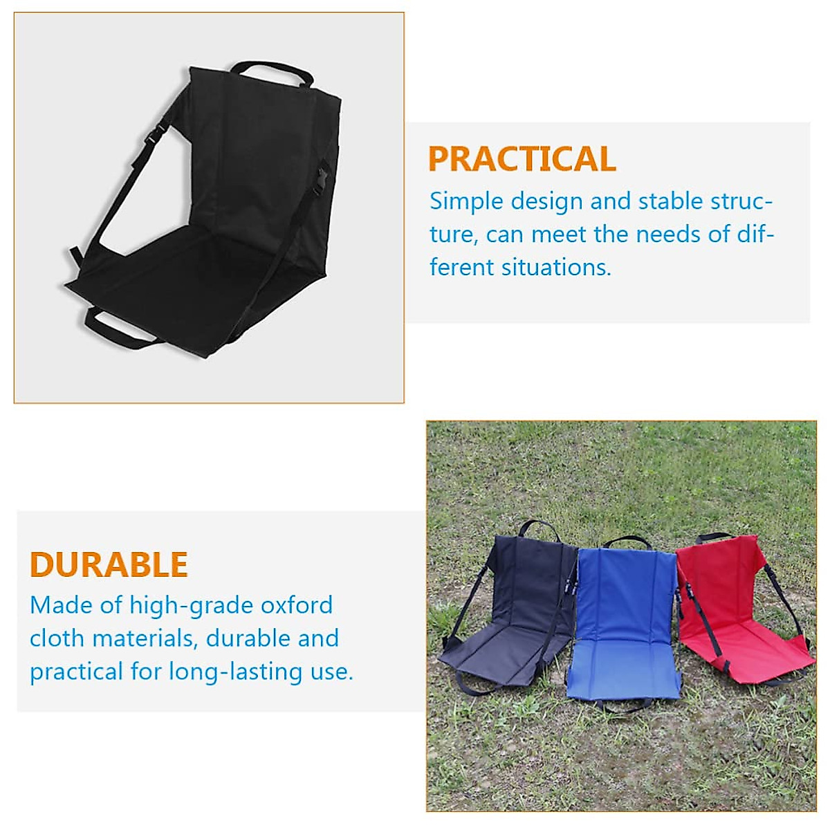 BESPORTBLE Folding Cushion Folding Chairs for Outside bleacher Seats with Backs and Cushion Wide Foldable Garden Camping Chair Lawn Chair Stadium Chair Dropshipping Oxford Cloth Picnic Chair