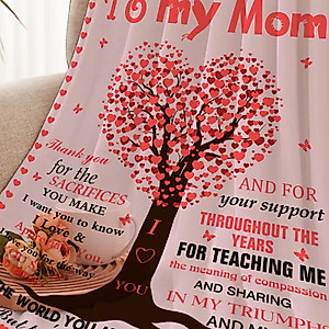 Mom Blanket from Daughter Son Mom Gifts I Love You Mom Blanket Birthday Gifts for Mothers Soft Cozy Warmer Fuzzy Bed Throw Blanket for Birthday Mothers Day Christmas 50"X40"