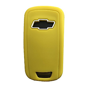 KAWIHEN Silicone Key Fob Cover Compatible with Chevrolet Chevy Camaro Cruze Equinox Impala Malibu Sonic OHT01060512 KR55WK50073（Yellow）