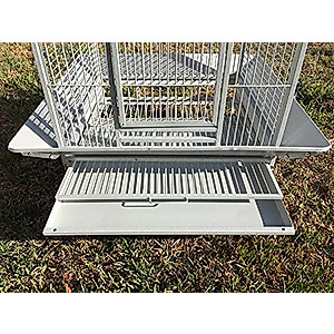 4 Size, Castle PlayTop Parrot Cage for Large Macaws Cockatoos African Grey Amazon (40" x 30" x 72"H White Vein)