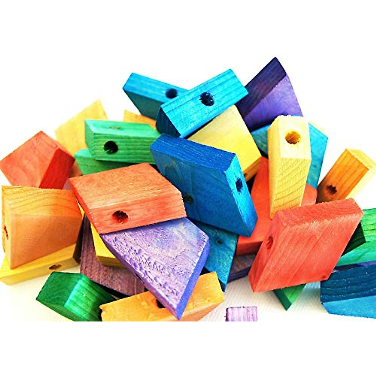 Wood Large Colored 36 Wooden Blocks Parrot Bird Parts cage Toy African Grey Cockatoo