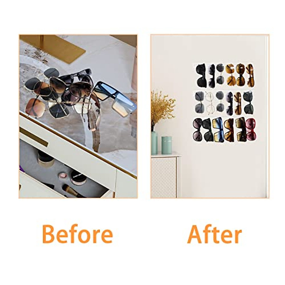 Watpot Sunglasses Organizer Storage Wall Mounted, 3 Pack Acrylic Eyeglasses Holder Hanging Shelves for Multiple Glasses Display, Clear