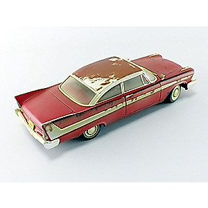 Auto World - Christine 1958 Plymouth Fury in Red - Dirty Version - 1/18 Scale Die Cast Collectible Model Muscle Car for Kids and Adults