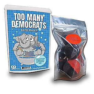 Too Many Democrats Bath Balls - Funny Bath Bombs, XL Black Cherry Fizzers, Handcrafted, Made in The USA, 2 Count