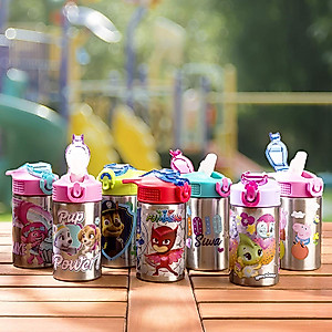 Zak Designs Ryan's World Ryan and friends 15.5 ounce Water Bottle BPA Free with One Hand Operation Action Lid and Built-in Carrying Loop, with Straw is Perfect for Kids