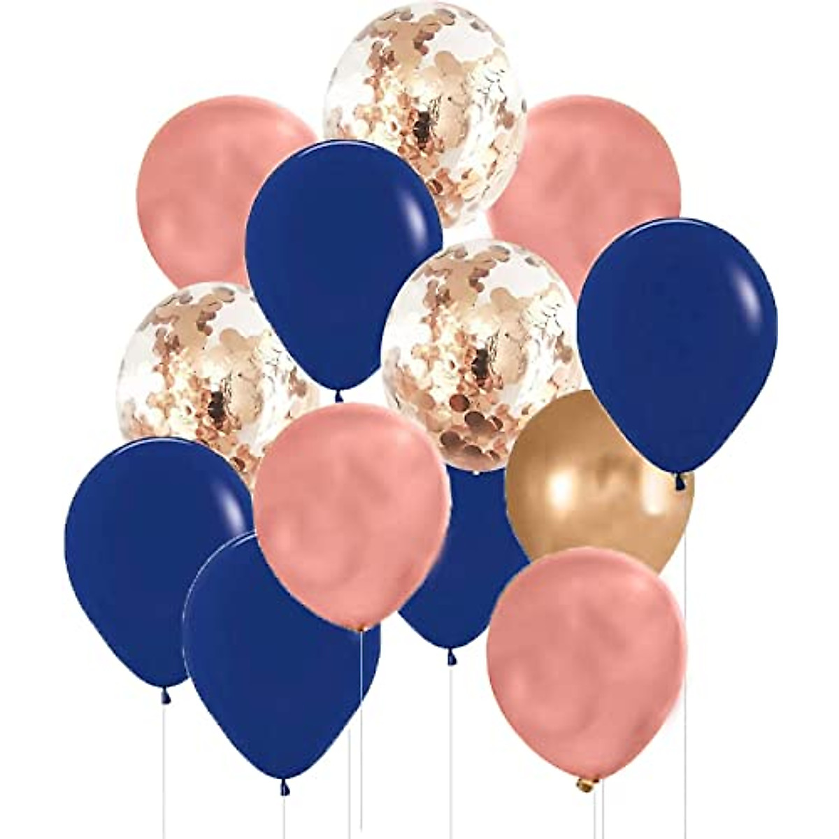 Navy Blue Rose Gold Confetti Balloons 20pcs for Birthday Party Decorations for Women/Navy Rose Gold Latex Balloons for Wedding/Baby Shower Navy Pink Gender Reveal Party Decorations