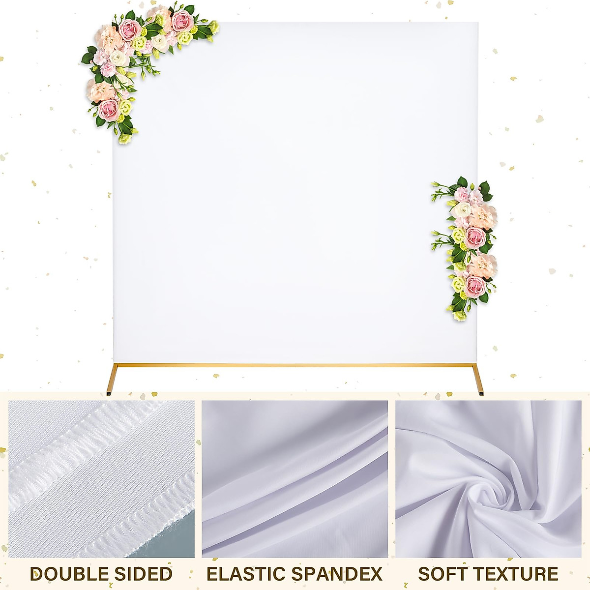 Peryiter 6.6 ft x 6.6 ft Arch Backdrop Stand Cover Square Wedding Arch Cover Spandex Fitted Arch Backdrop Cover for Bridal Shower Baby Shower Birthday Party Decoration, Frame Not Included (White)