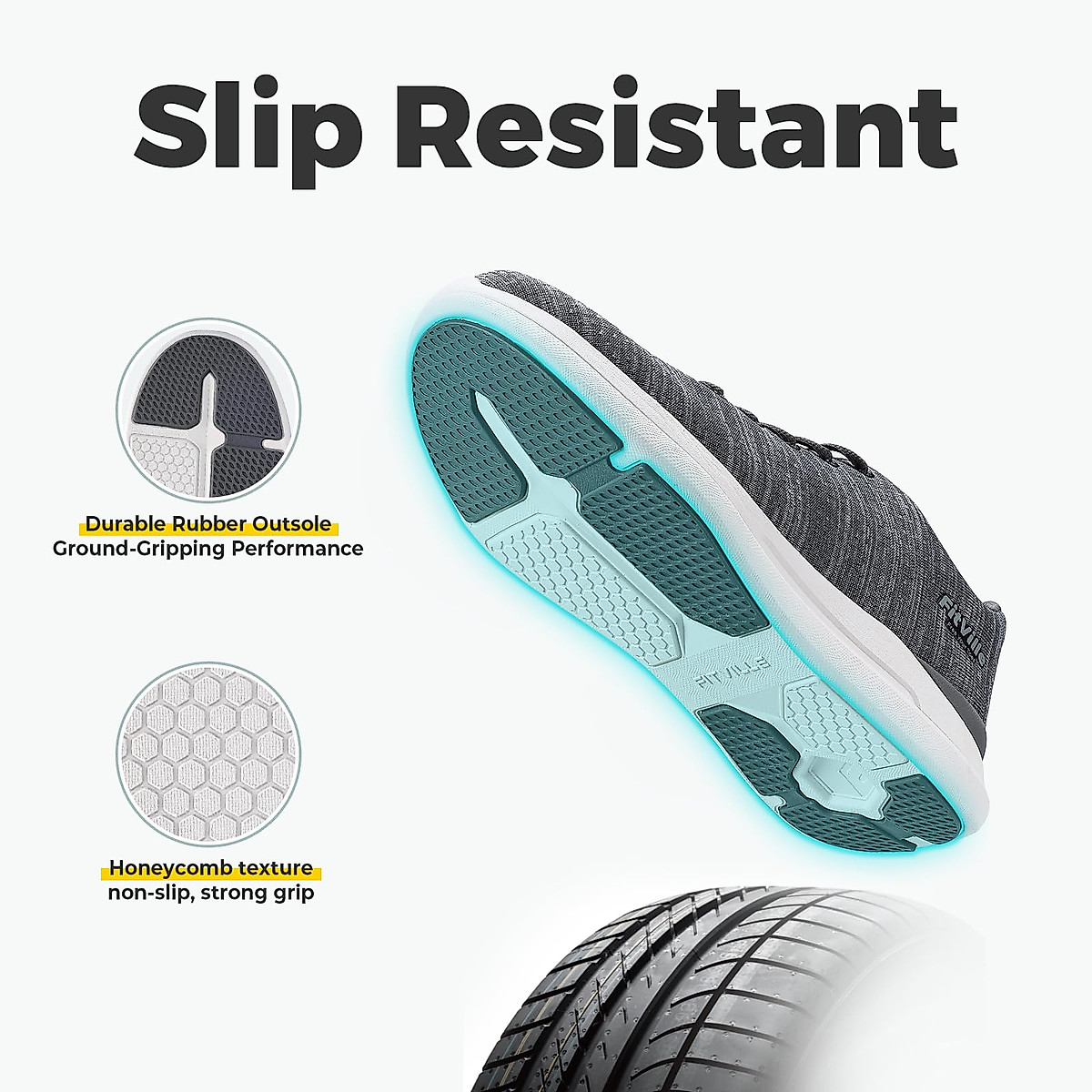 FitVille Men's Extra Wide Walking Shoes Comfortable Sneakers with Arch Support for Plantar Fasciitis - ArchPower FlyWave (9.5 X-Wide, Gray)