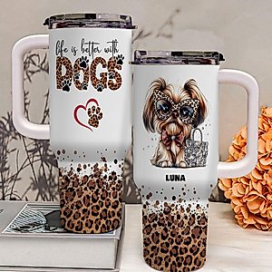 Personalized Dog Tumber with Lhasa Apso Dog’s Name – Custom Cup for Dog Moms, Ideal Gift for Mother's Day, Birthdays & Christmas, Ceramic Tumber, 40oz h0wntz
