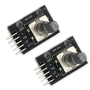 Kiro&Seeu 2PCS KY-040 Rotary Encoder Module Brick Sensor Development Board Compatible with Ar-duino Raspberry Pi SMT32 Development Board EMD-2P