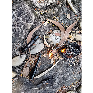 FOSTAR 2PCS Upgrade Ferro Rod Fire Starter，Replaceable Flint Fire Steel Rod, Great for Emergency Survival, Camping, Hiking, Bush-Craft, Hunting, Fishing, EDC, BBQ (Orange and Black)