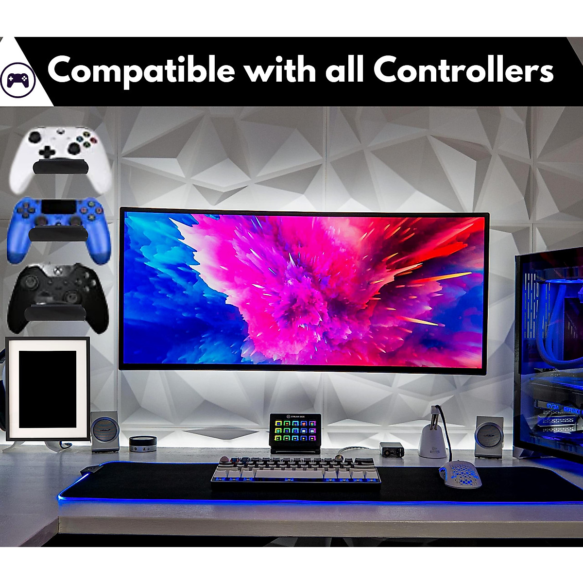 Alnoor USA Gaming Controller Holder, Game Controller Headset Stand Bracket for Xbox Series X S/Xbox one / PS5 / PS4 / NS/PC/Headset