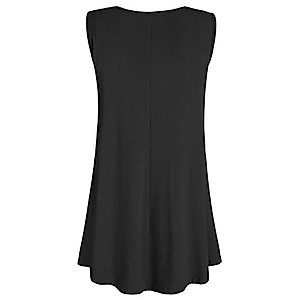 Esenchel Women's Flowy Sleeveless Tunic Top for Leggings 2X Black