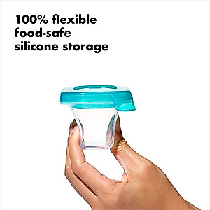 OXO Tot Silicone Baby Food Storage Containers, Teal, Set of Six 2oz Containers