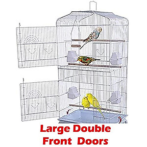 Open Top Canary Parakeet Cockatiel Lovebird Finch Bird Cage with Breeding Doors