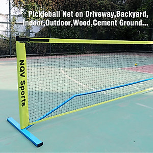 NQV Pickleball Set with Net, 4 Wood Paddles, 22FT Net, 4 Balls, 1 Bag, 2 Chalks, Yellow, Beginner