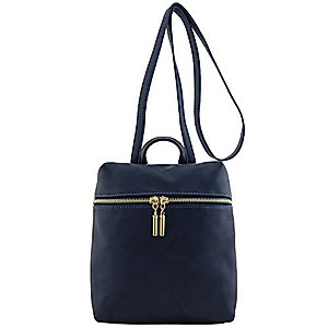 FashionPuzzle Small Versatile Crossbody Backpack (Navy)