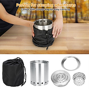 Smokeless Steel Table Top Fire Pit - Portable Wood Burning Mini Fire Pit with Storage Bag, Removable Ash Pan for Garden Bonfires