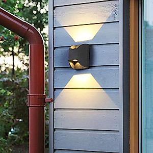 Creative Wall Lamp- Modern Dual- Side Glowing Outdoor Light Wall Light Waterproof Garden Courtyard Lamp for Home Farmyard Balcony Aisle Corridor (Black)