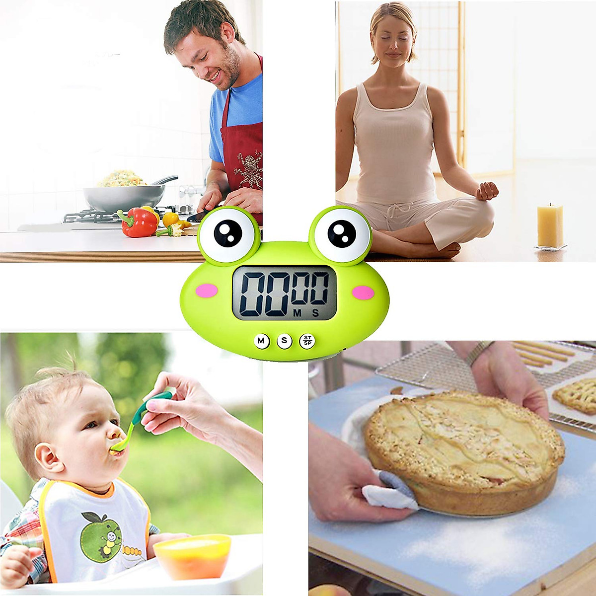 Kitchen Timer, Cute Cartoon Animal Countdown Timer, Digital Cooking Timer with Magnetic, LCD Large-Screen Visual Clock, Hangable Alarm Clock with Stand，for Cooking Bake Sport Game (Timer-QW)