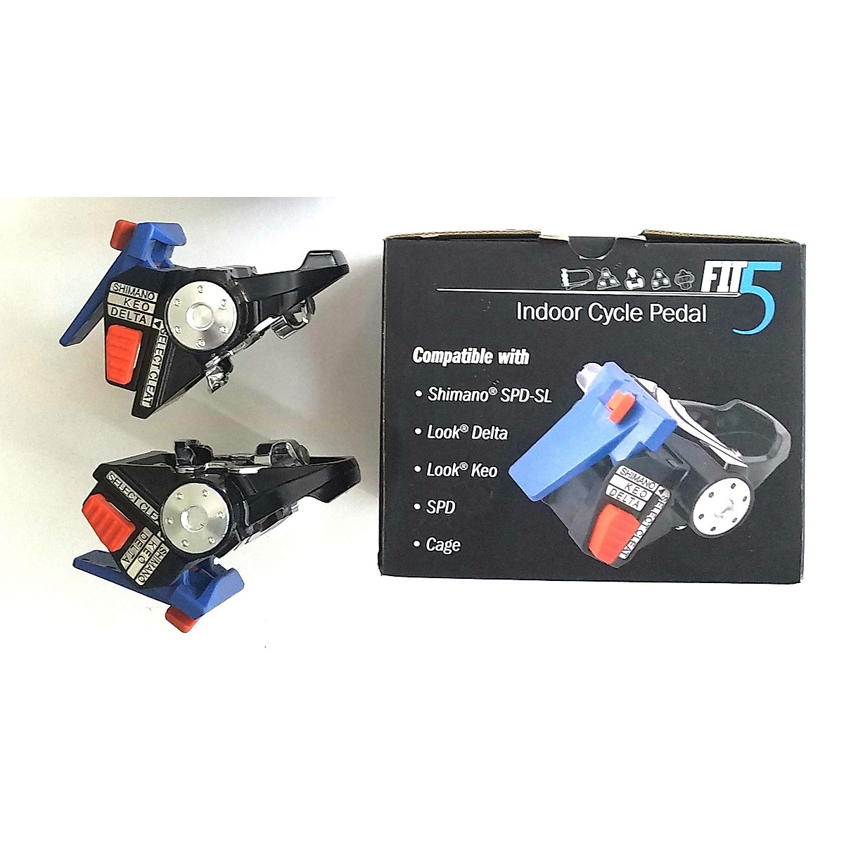 Fit 5 Indoor Exercise Spin Bike Pedal for SPD & Delta with Removable Sneaker Platform - Toe Clips/Cleats - Peloton Pedals for All Shoes - Toe Cages for Peloton & Exercise Pedal. NOT for Outdoor Bike